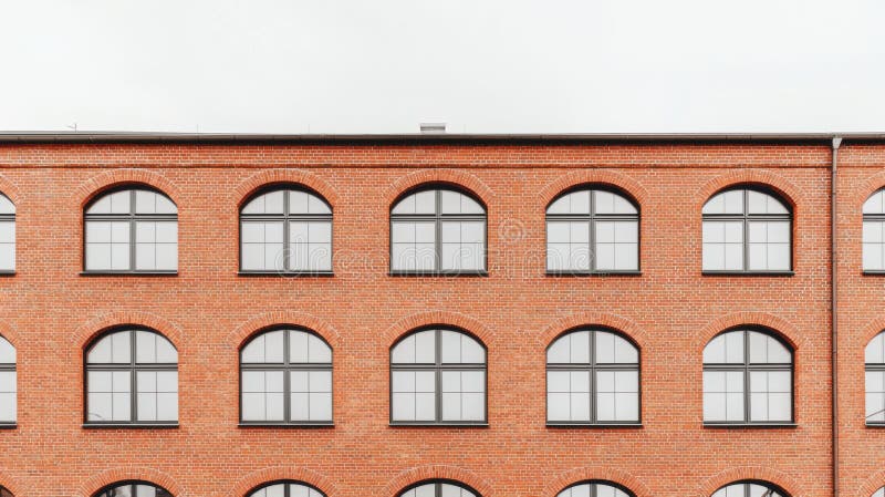 A Red Brick Building with Arched Windows. Stock Image - Image of view ...