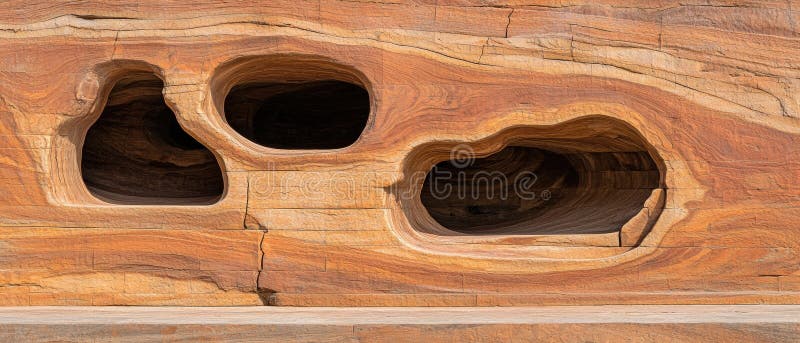 A Large, Natural Rock Formation with Three Hollowed-out Areas. Stock ...