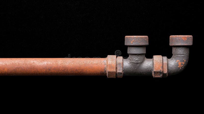 Rusty Pipe with Two Nozzles Stock Photo - Image of background, patch ...