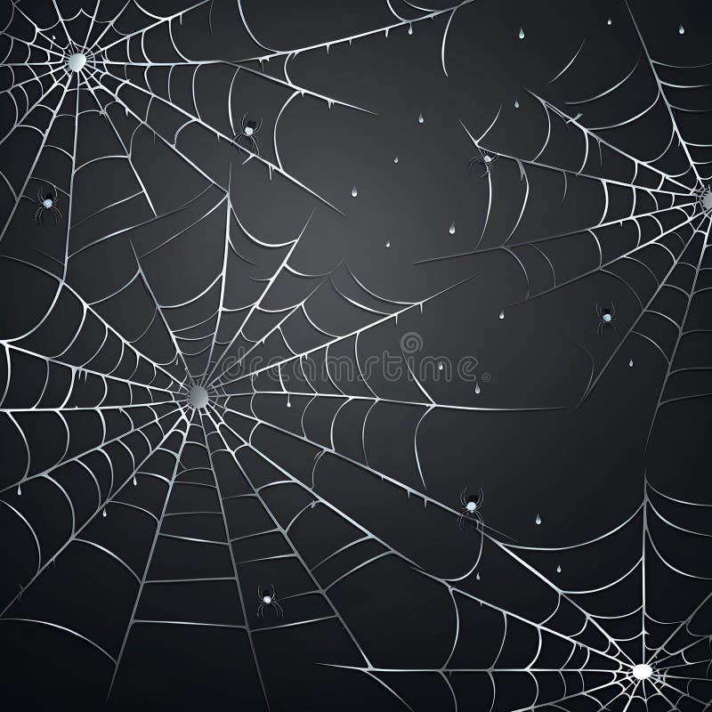 Intricate Spider Web in the Darkness Stock Illustration - Illustration ...