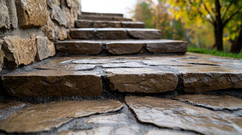 Stone Steps in a Park stock photo. Image of yellow, pathway - 376192502