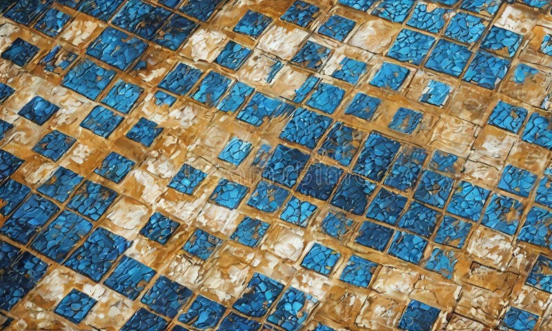 Close-up View Mosaic Tile Pattern, Featuring Blue and White Tiles ...