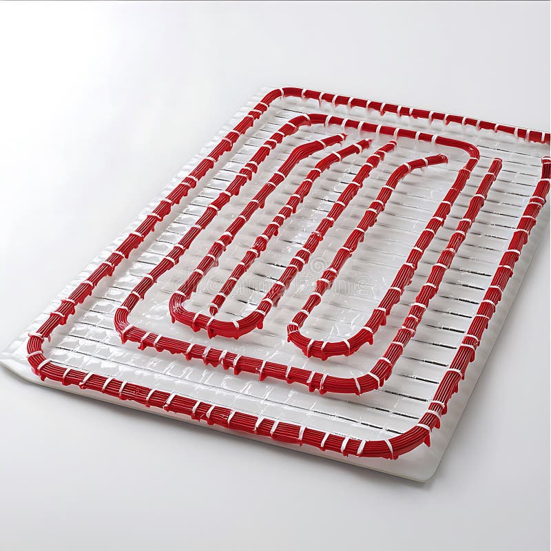 Closeup of a Red Tubing Underfloor Heating System Mat Stock ...