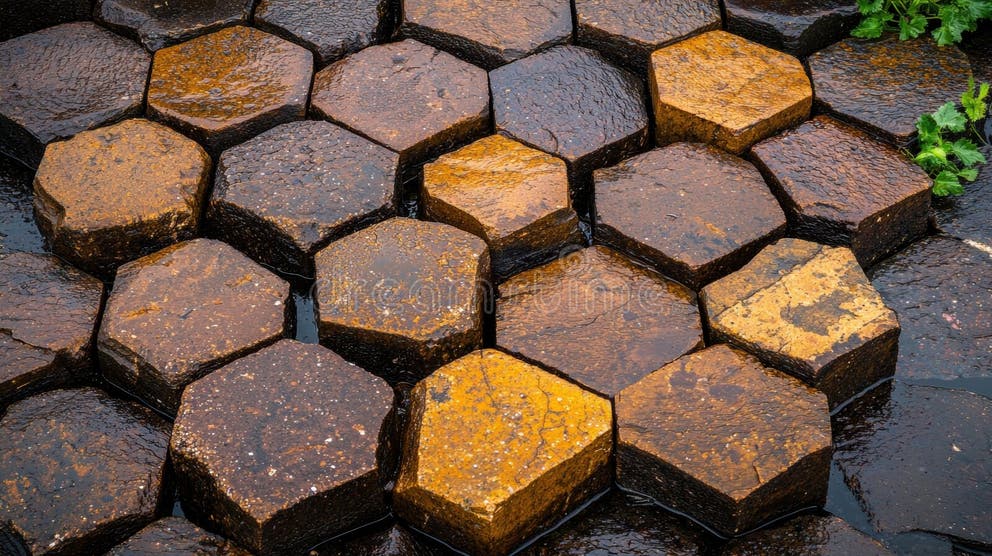 Hexagonal Stones in Water stock image. Image of pattern - 383395873