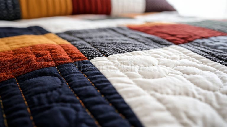 A Close-up View of a Vibrant, Multicolored Quilt. Stock Image - Image of piece, intricate: 387529983