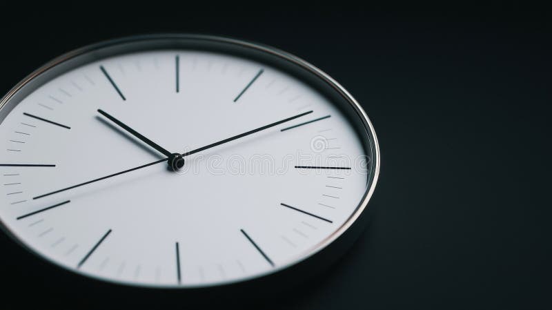A White Analog Clock with Black Hands and Numbers. Stock Photo - Image ...
