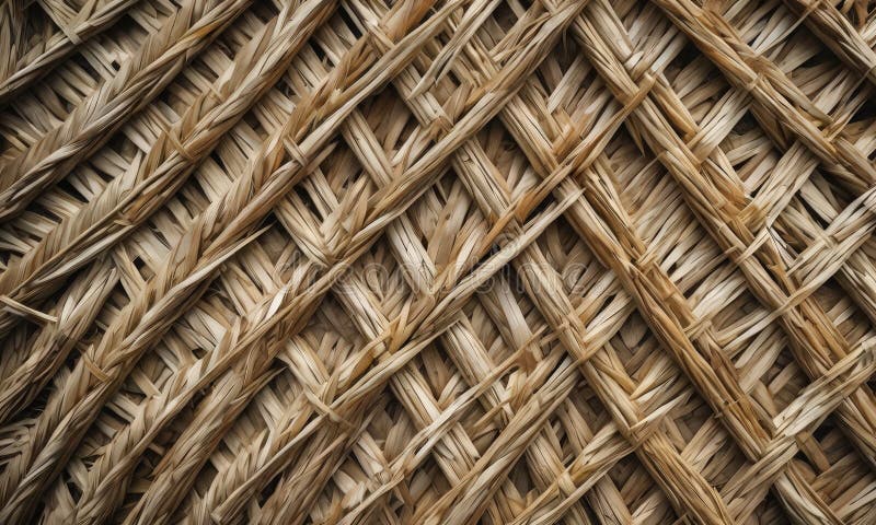 Close-up View Woven Straw Mat, Showcasing the Intricate Patterns and ...