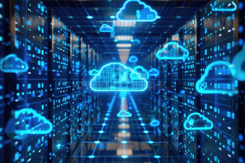 The Image Shows a Cloud Computing Data Center Stock Illustration ...