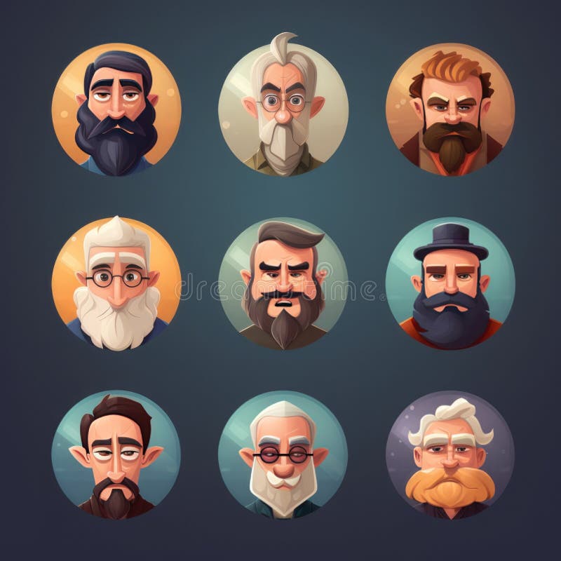 The Image Shows a Collection of Character Faces. Stock Illustration ...