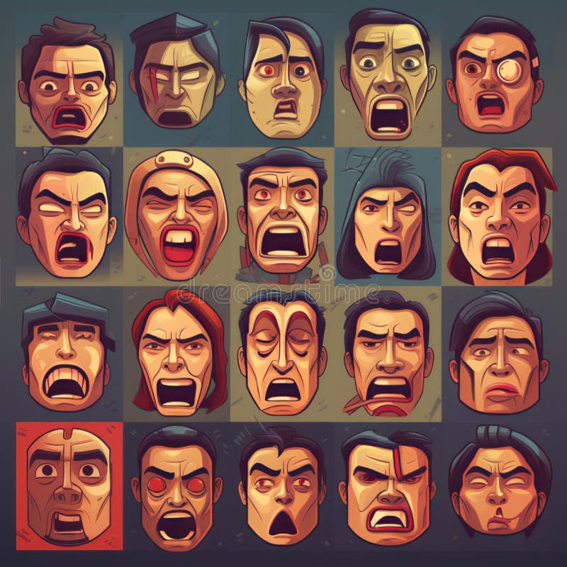 The Image Shows a Collection of Character Faces. Stock Illustration ...