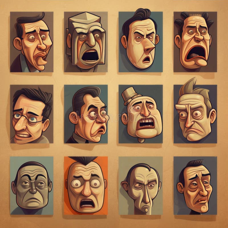 The Image Shows a Collection of Character Faces. Stock Illustration ...