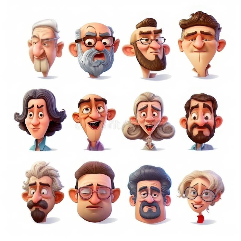 The Image Shows a Collection of Character Faces. Stock Illustration ...