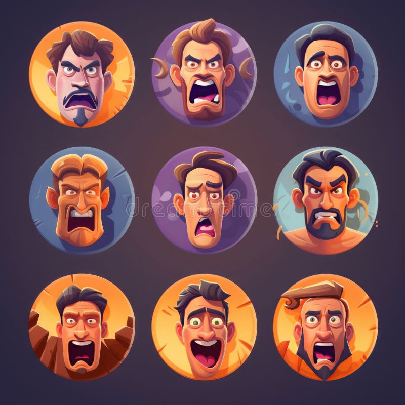 The Image Shows a Collection of Character Faces. Stock Illustration ...