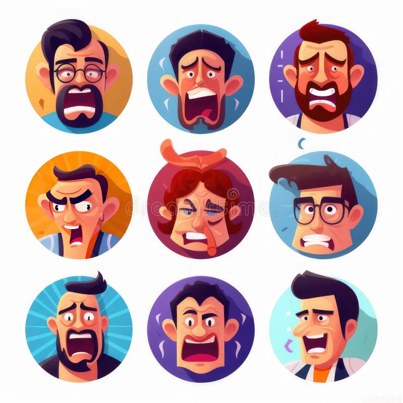 The Image Shows a Collection of Character Faces. Stock Illustration ...