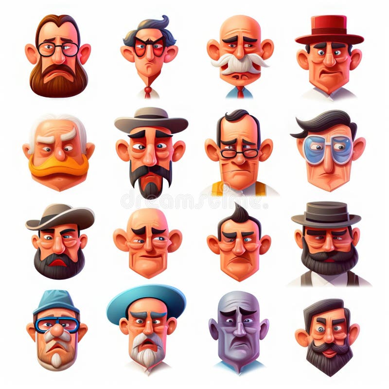 The Image Shows a Collection of Character Faces. Stock Illustration ...