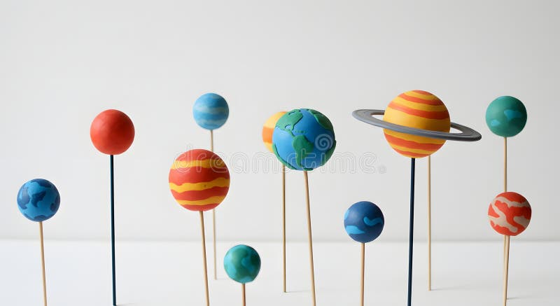 Colorful Planet Models on Sticks Against White Background, Ai Generated ...