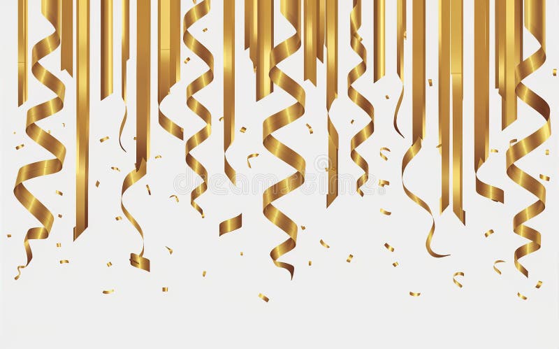 The Image Shows a Collection of Golden Streamers Hanging Down ...