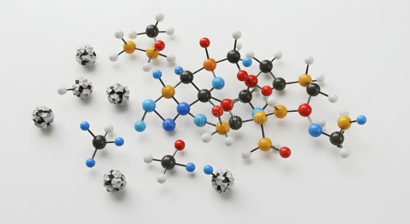 Molecular Model Structures on White Background, Ai Generated Stock ...