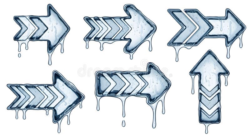 Collection of Ice Arrows Pointing in Various Directions Stock Image ...