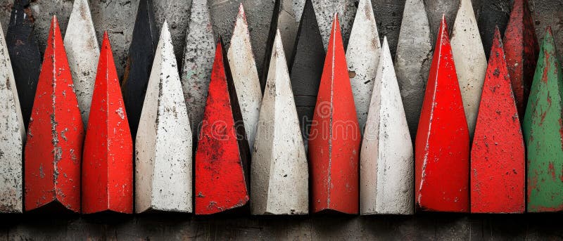 A Row of Weathered, Painted Concrete Poles. Stock Photo - Image of gray ...