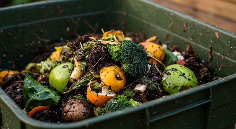 Compost Bin Overflow stock illustration. Illustration of apples - 378527915