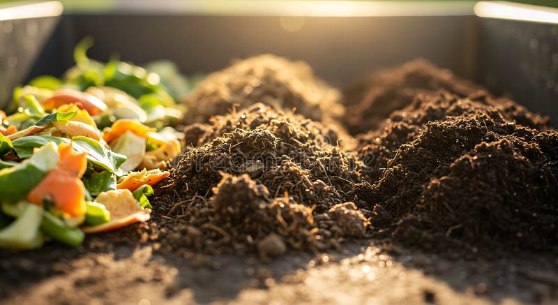 Composting: Soil & Fruit Peels Stock Illustration - Illustration of ...