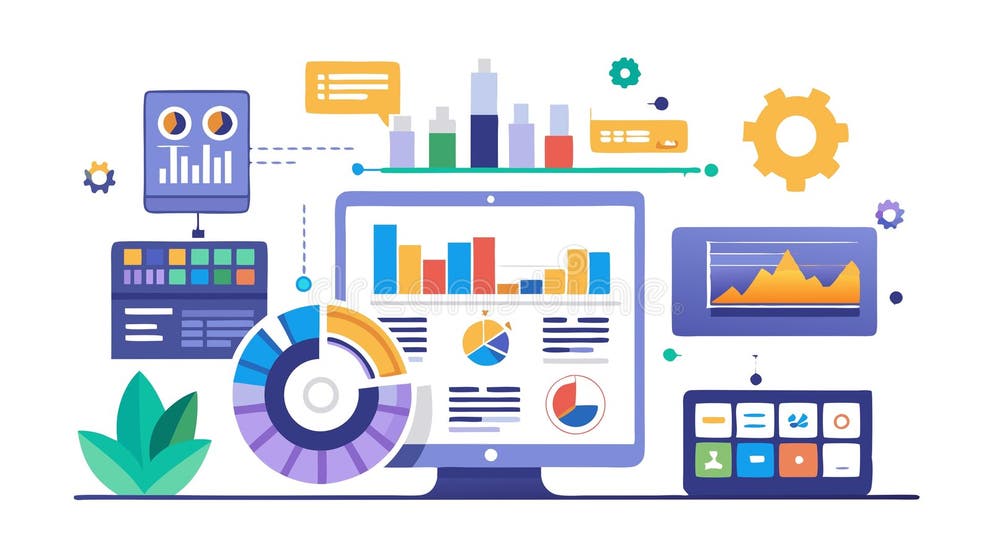 The Image Shows a Computer Desktop with Multiple Graphs, Charts, and Other Data Visualizations ...