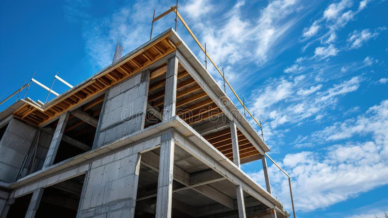 Concrete Building Under Construction Against a Blue Sky Stock Photo ...