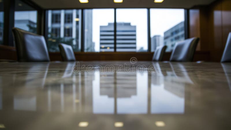 A Meeting Room with a Large Window and a Long Table. Stock Photo ...