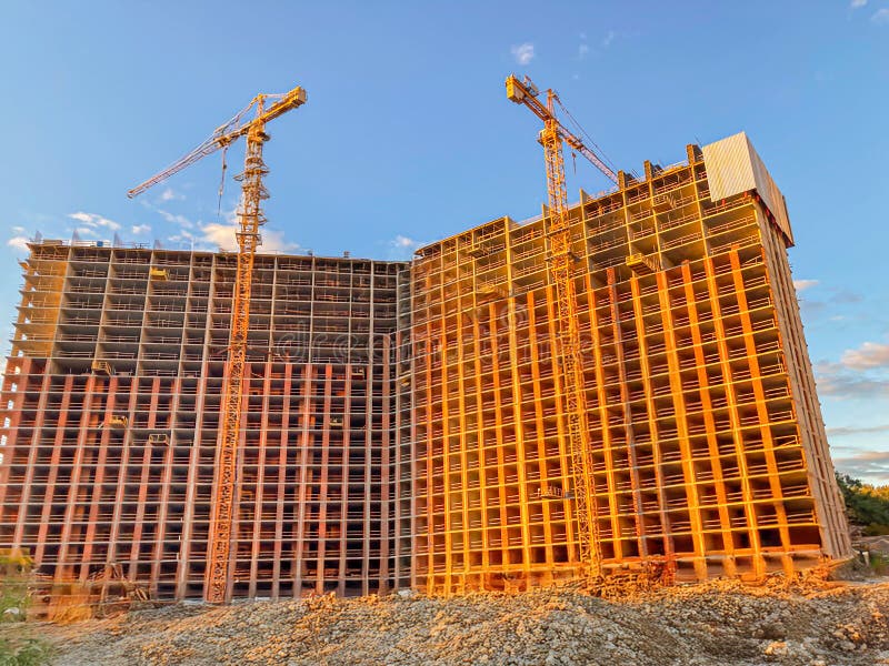 Image Shows a Construction Site with an Under-construction Building ...