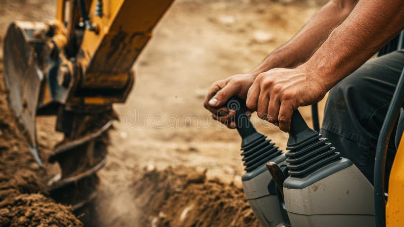 Excavator Operator at Work stock illustration. Illustration of ...
