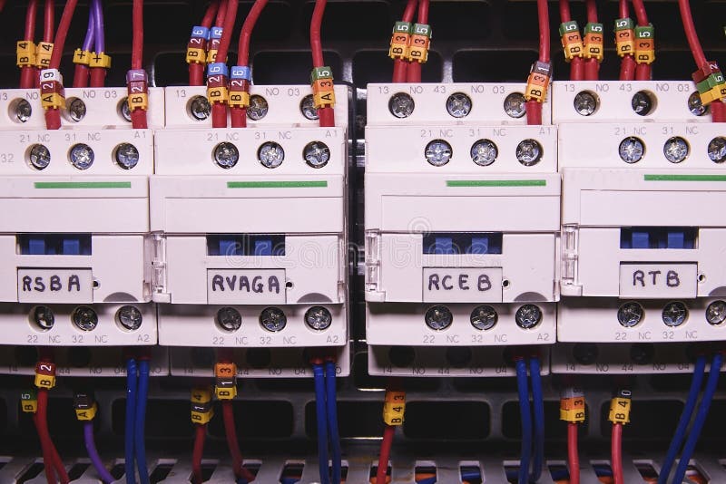 Old Contactors in Circuit Panel Stock Image - Image of board ...