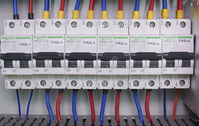 Image Shows Control Cubicle. Schneider Electric Device and Schneider ...