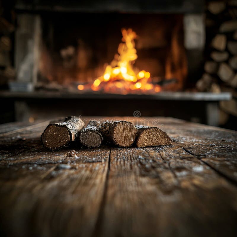 This Image Shows a Crackling Fire in a Fireplace with a Soft, Inviting ...