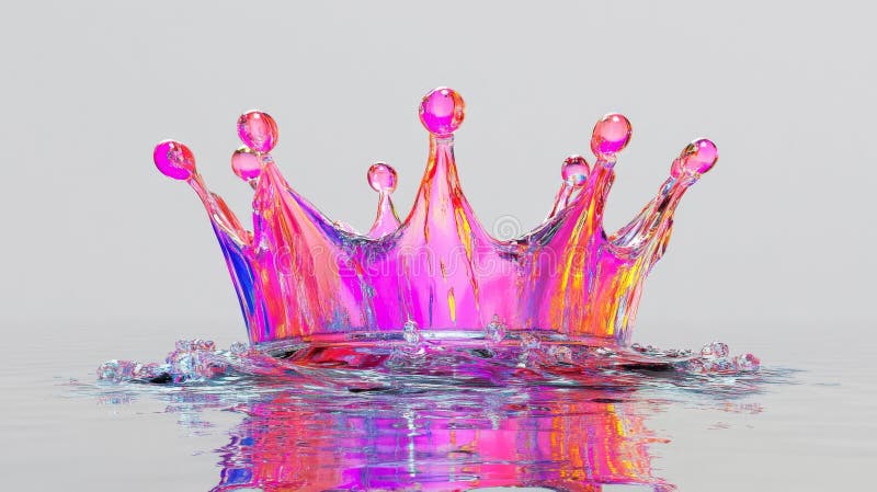 The Image Shows a Crown Shape Formed by a Vibrant Splash of Rainbow ...