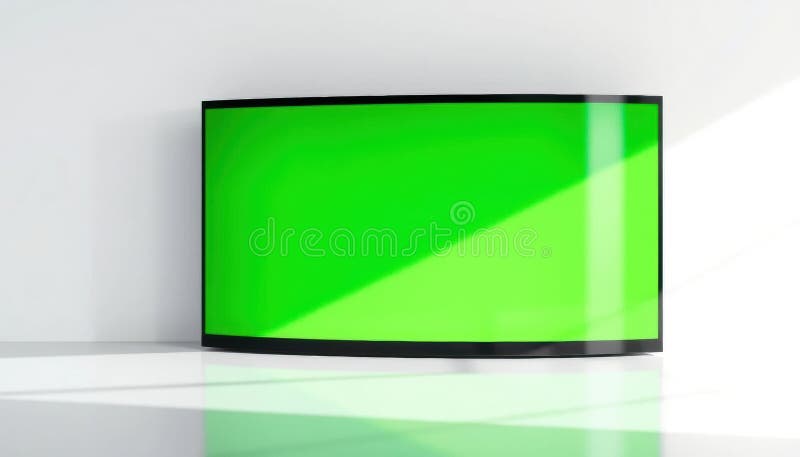 Curved Green Screen TV Mockup Stock Illustration - Illustration of ...