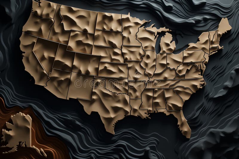 3d Map of the United States Stock Illustration - Illustration of ...