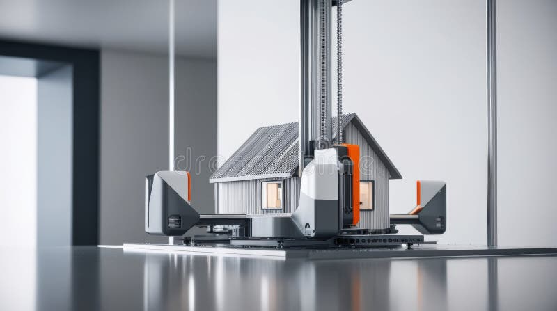 Advanced 3D Printer Creating Detailed Architectural Model of a Small ...