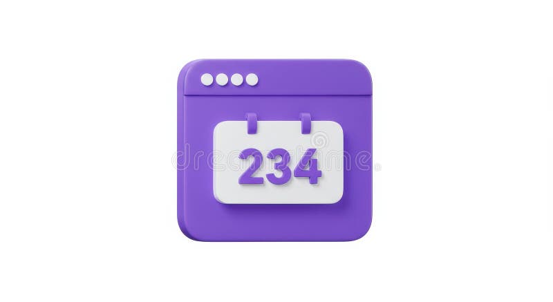 Purple 3D Calendar Icon stock illustration. Illustration of text ...