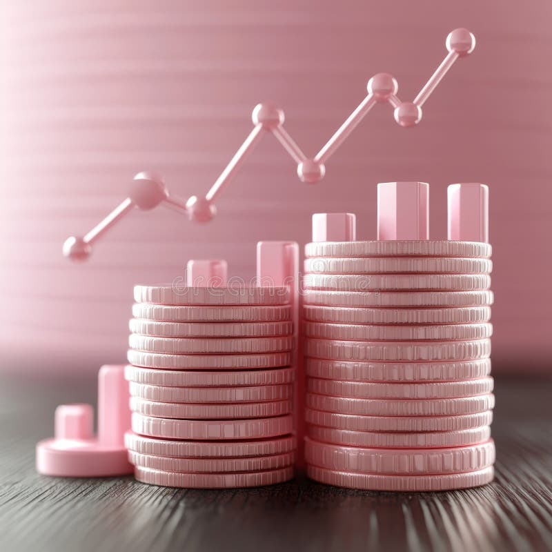 Pink Financial Growth stock illustration. Illustration of chart - 336870656