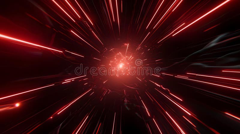The Image Shows a Dark, Abstract Tunnel with Bright Red Streaks of ...