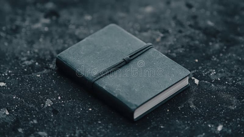 A Black Notebook with a Black Strap on Top. Stock Image - Image of band ...