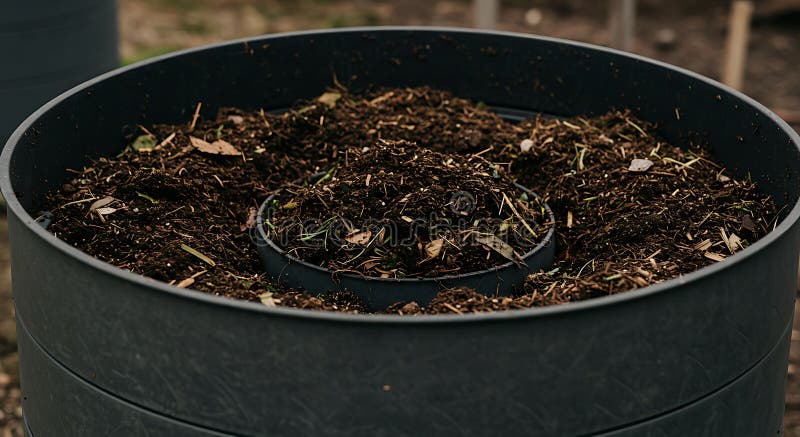 Composting in a Three-Tier Bin Stock Illustration - Illustration of ...