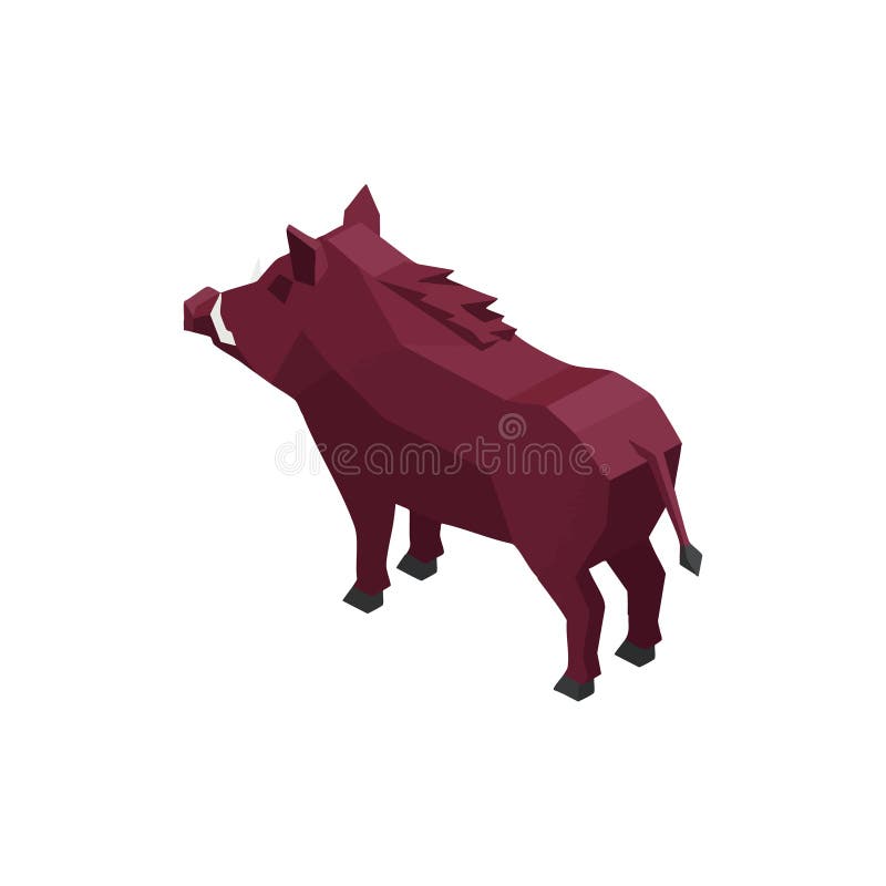 Wild Boar Animal Low Poly Design in Dark Red Vector Style Digital ...