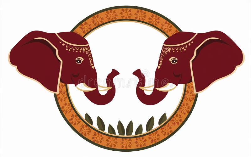Image Shows a Decorative Frame of Two Elephants Head. Generative Ai ...