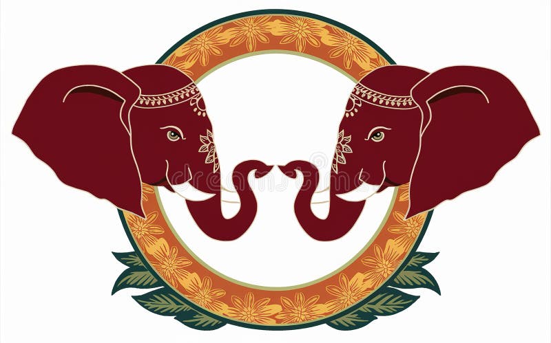 Image Shows a Decorative Frame of Two Elephants Head. Generative Ai Stock Photo - Image of ...