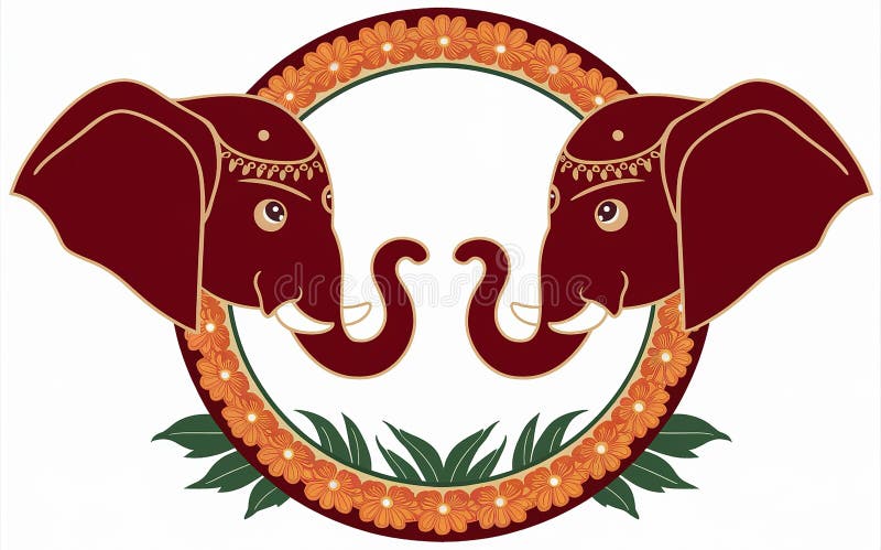 Image Shows a Decorative Frame of Two Elephants Head. Generative Ai ...