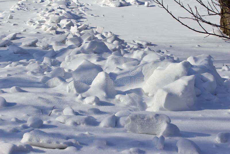 Deep Snow Landscape Abstract Background with Large Clumps of Snow Stock ...