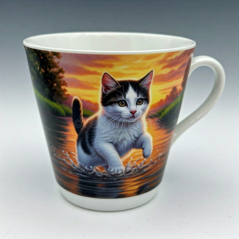 Teacup with cat stock image. Image of beautiful, breakfast - 351704259