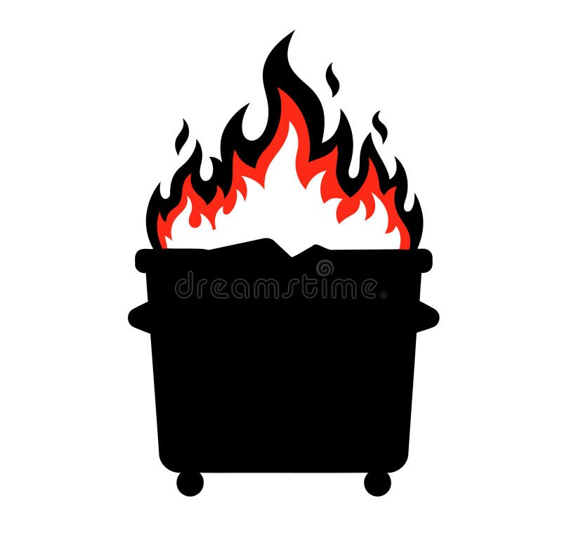 Dumpster fire silhouette stock vector. Illustration of vector - 379839801